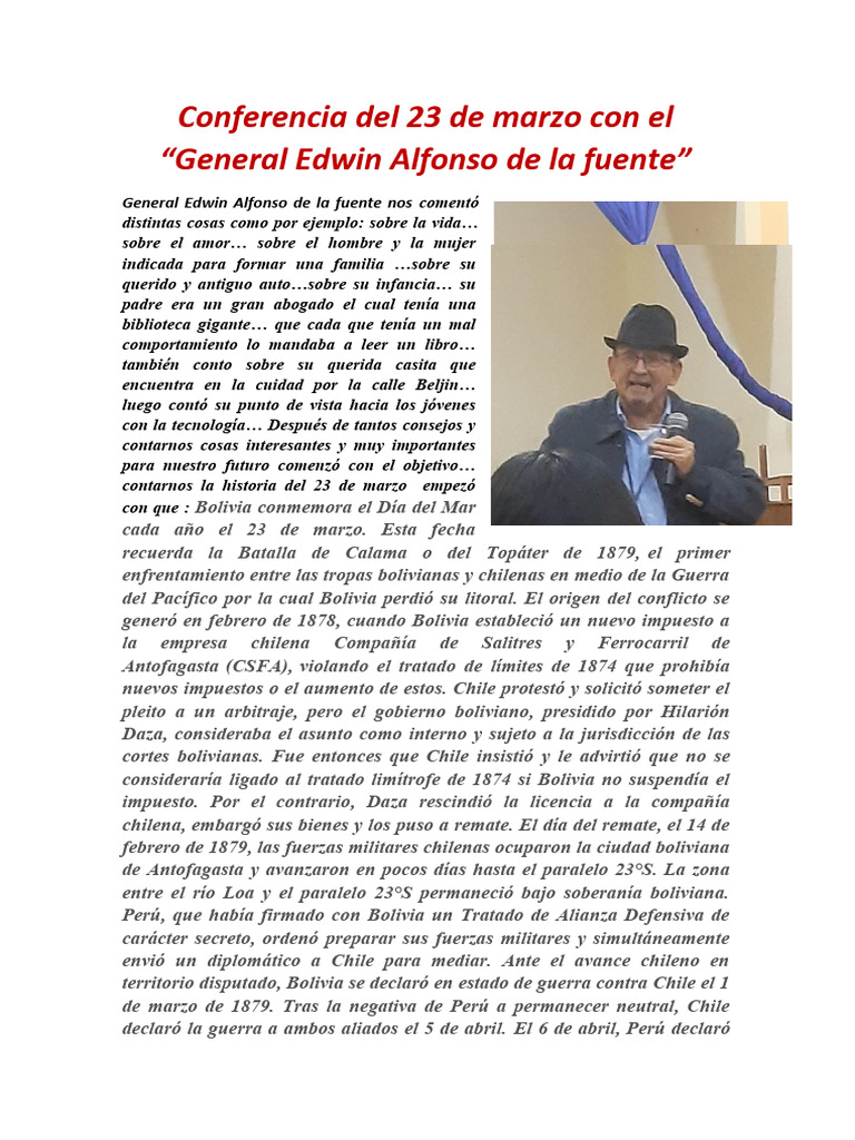 Conferencia Del 23 de Marzo Con El "General Edwin Alfonso de La Fuente ...