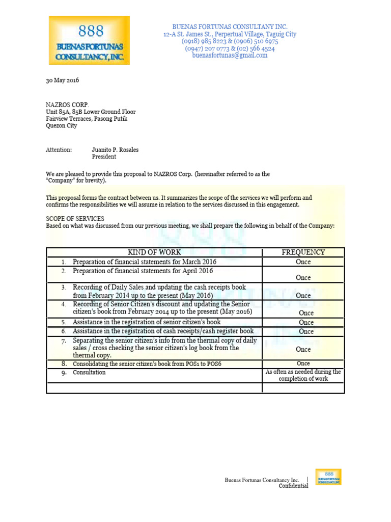 NAZROS (One Time Transaction) BFCI ENGAGEMENT PROPOSAL | Download Free ...