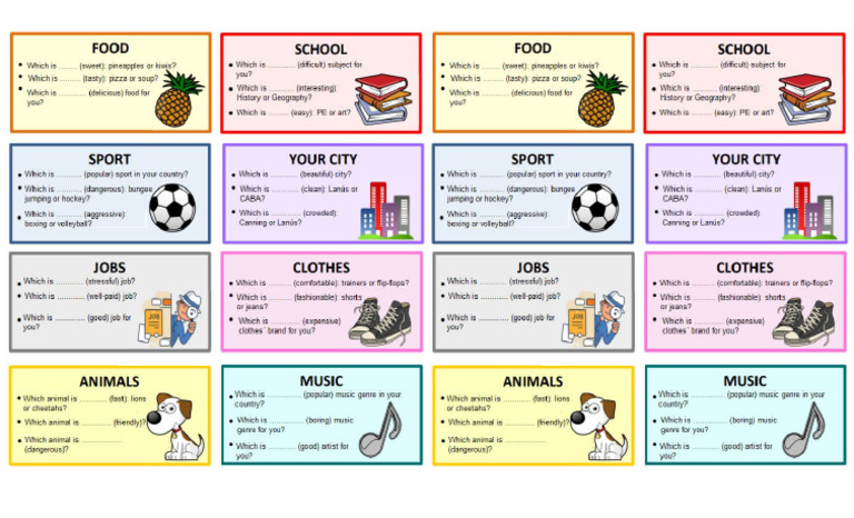 Comparative and Superlatives - Speaking Cards | PDF