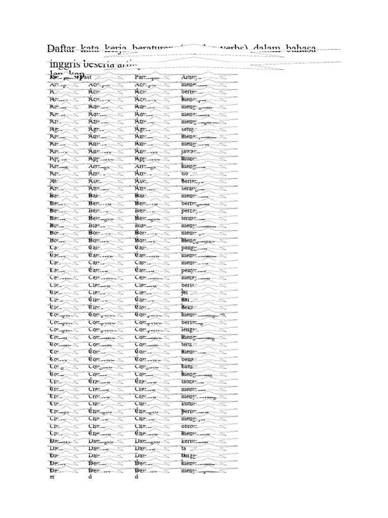 Daftar Kata Kerja Beraturan Regular Verb | PDF | Linguistics | Syntax