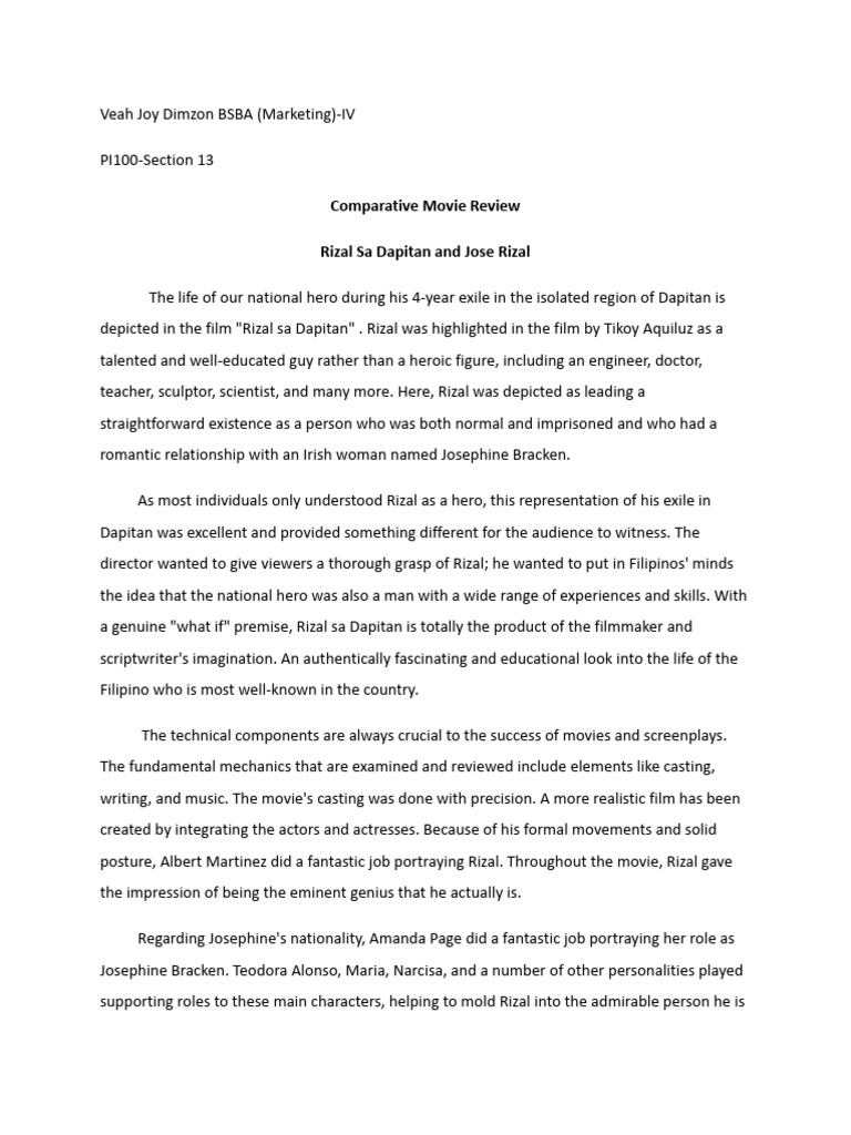 Comparative Movie Review-Dimzon | PDF