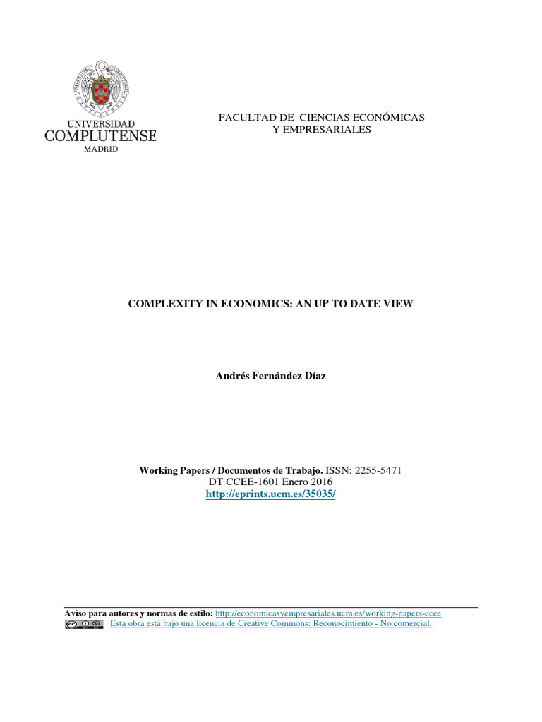 Complexity in Economics Explained | PDF | Chaos Theory | Economics