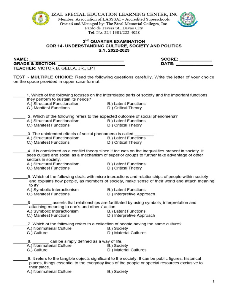 2ND Quarter - Cor14 - Gella | PDF | Gender | Gender Studies