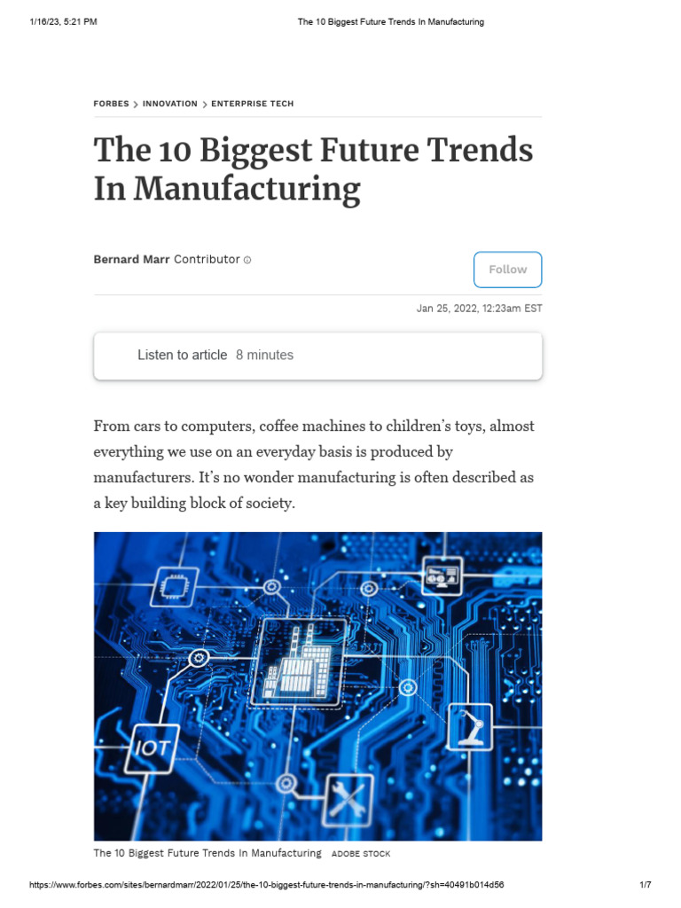 The 10 Biggest Future Trends in Manufacturing | PDF | 3 D Printing ...
