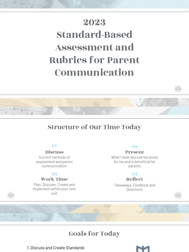 parent communication presentation-- standards based rubric assessments ...