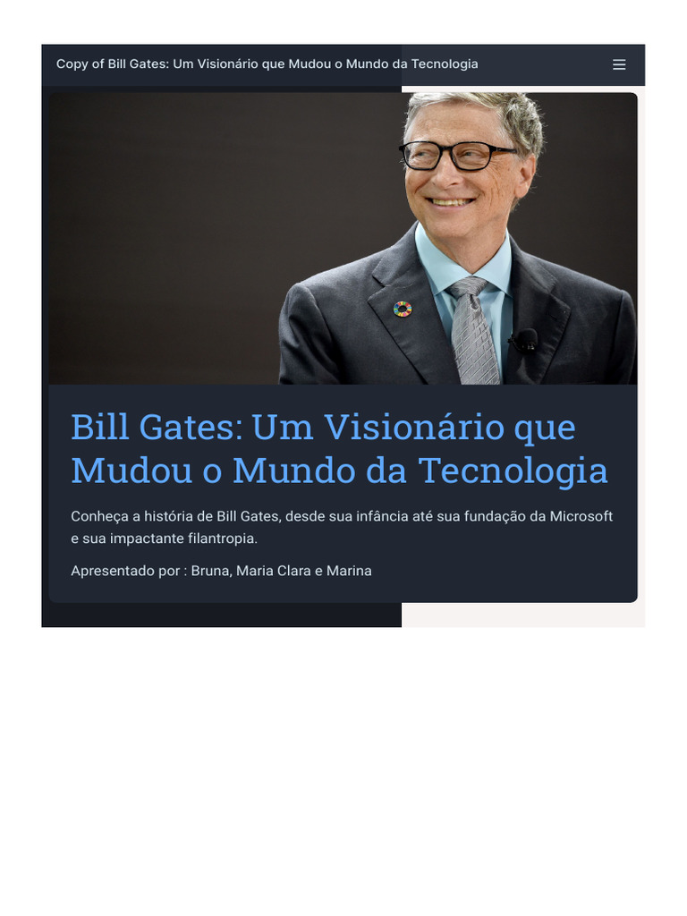 Bill Gates - Um Visionário Que Mudou o Mundo Da Tecnologia - Gamma ...