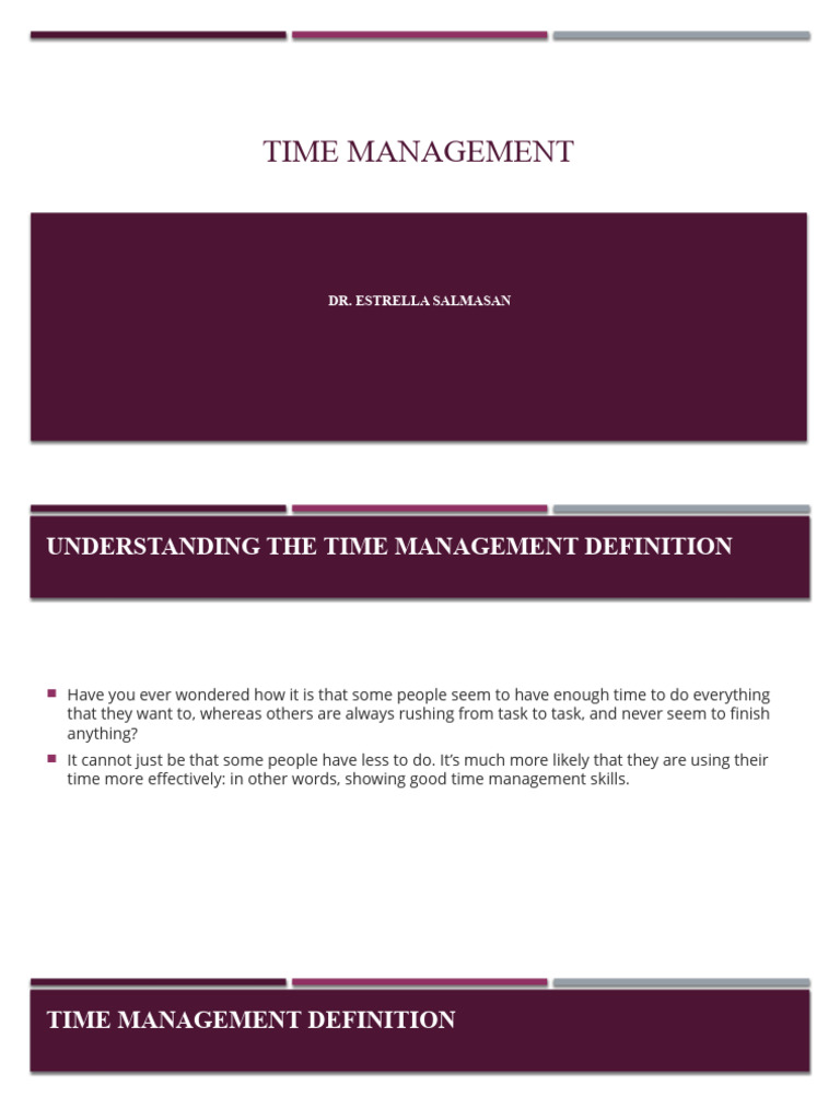 Time Management | PDF | Goal | Time Management