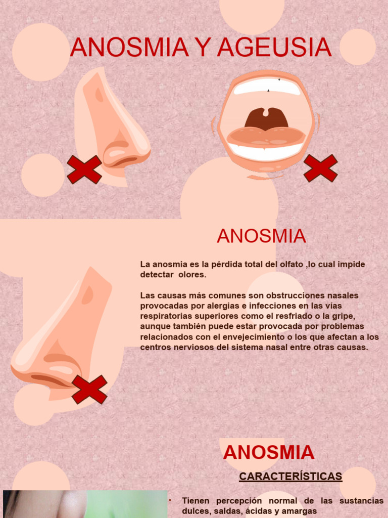 Caracteristicas de La Anosmia y La Ageusia | PDF | Gusto | Resfriado comun