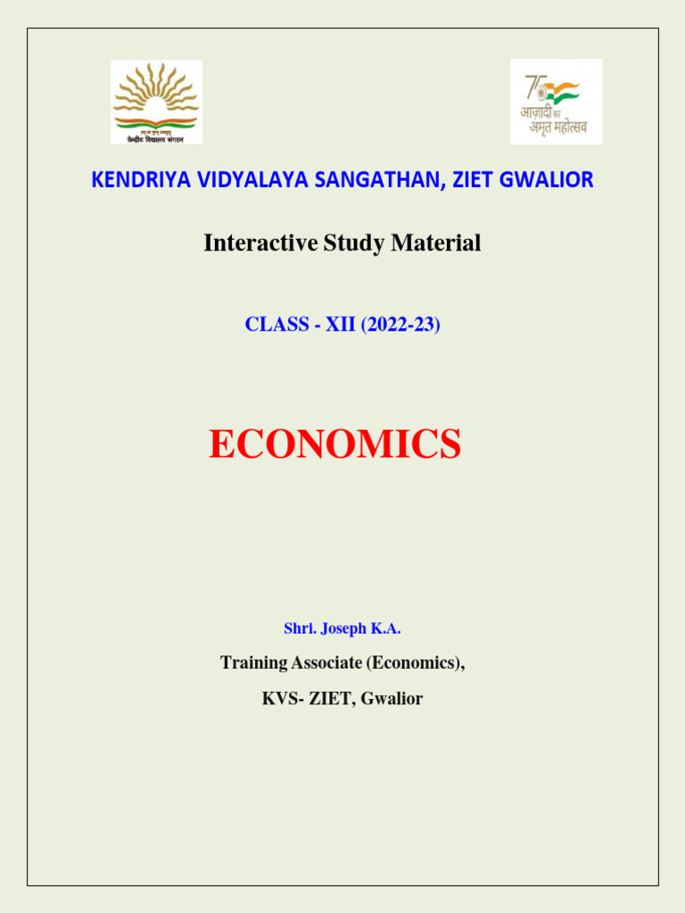 Class XII - Study Material - Economics | PDF | Balance Of Payments | Government Budget Balance