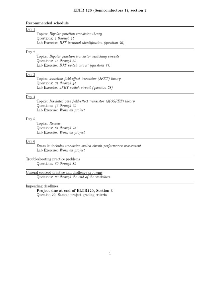 ELTR120 Sec2 | PDF | Field Effect Transistor | Bipolar Junction Transistor