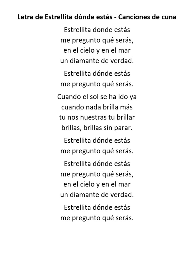 Letra de Estrellita Dónde Estás | PDF
