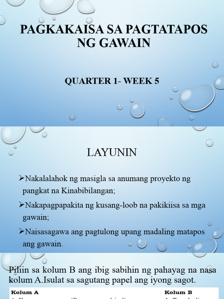 Pagkakaisa Sa Pagtatapos NG Gawain ESP 5 Q1-Week 5 | PDF Pagkakaisa Sa Pagtatapos NG Gawain ESP 5 Q1-Week 5 | PDF