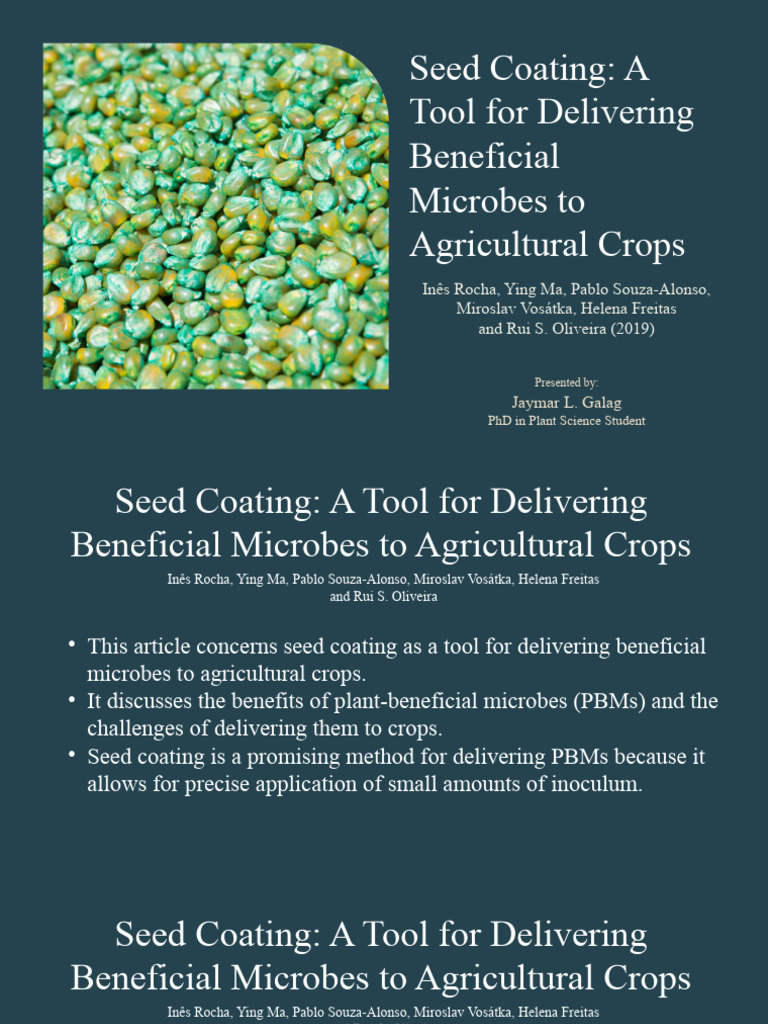 Seed Coating A Tool For Delivering Beneficial Microbes To Agricultural ...