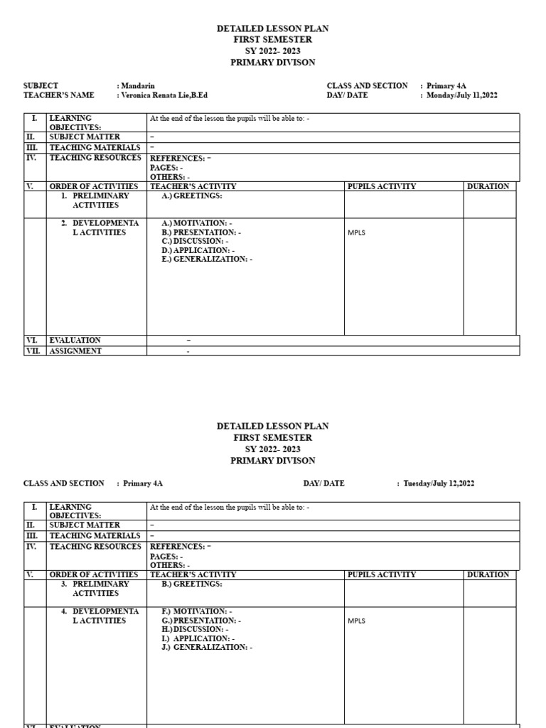 Lesson Plan (July) g4 | PDF