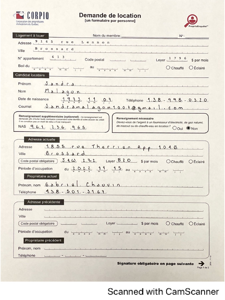 Demande de Location | PDF