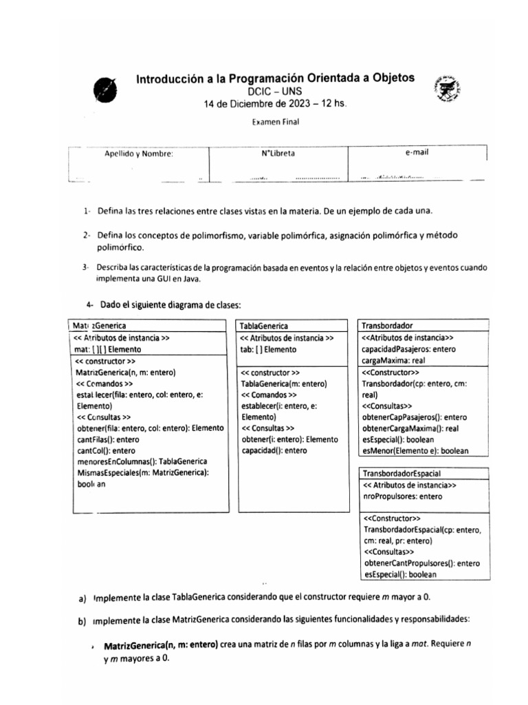 Final Regular De Introduccion A La Programacion Orientada A Objetos Pdf