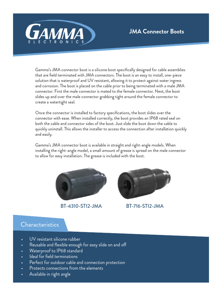 JMA Connector Boots Spec Sheet | PDF | Electrical Connector | Building ...