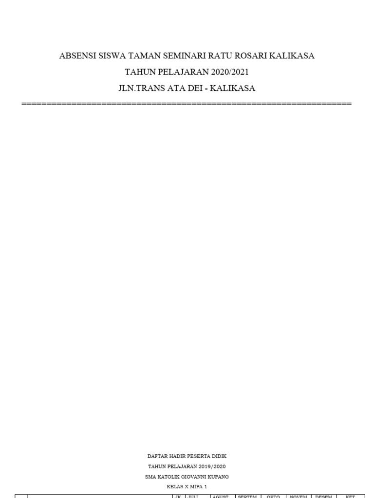 Cover Absen TSSR | PDF