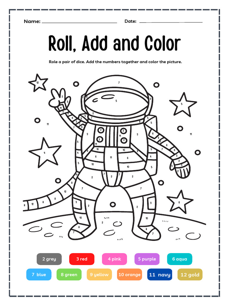 Roll, Add, and Color Worksheet | PDF | Graphic Design | Qualia