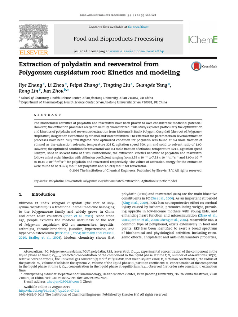Extraction of Polydatin and Resveratrol From Polygonu 2015 Food and ...