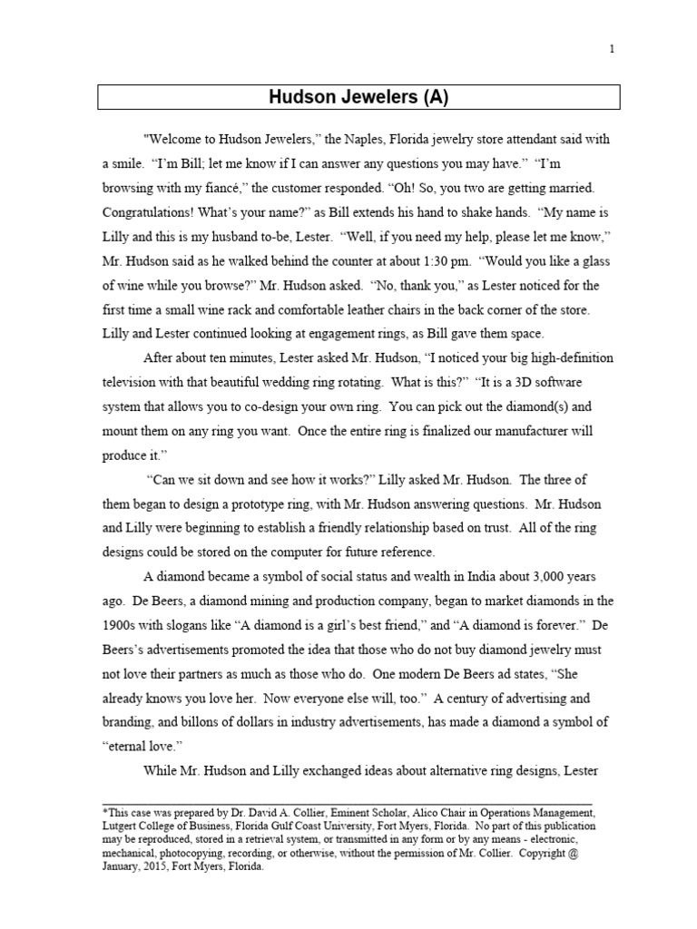 Hudson Jewelers Case - DLSU-1 | PDF | Diamond | Auction