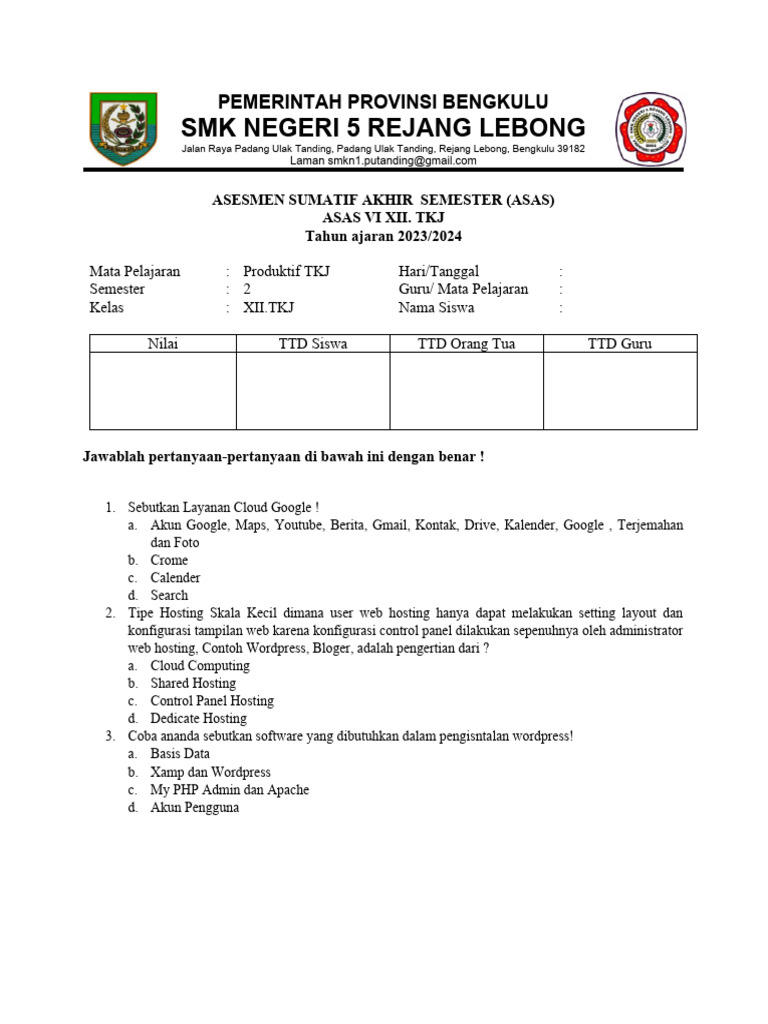 Format Soal Asts 2024 (50) Soal | PDF