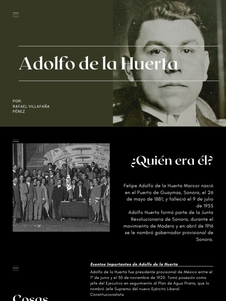 Adolfo de La Huerta by Rafael Villafaña Peréz | PDF | Historia