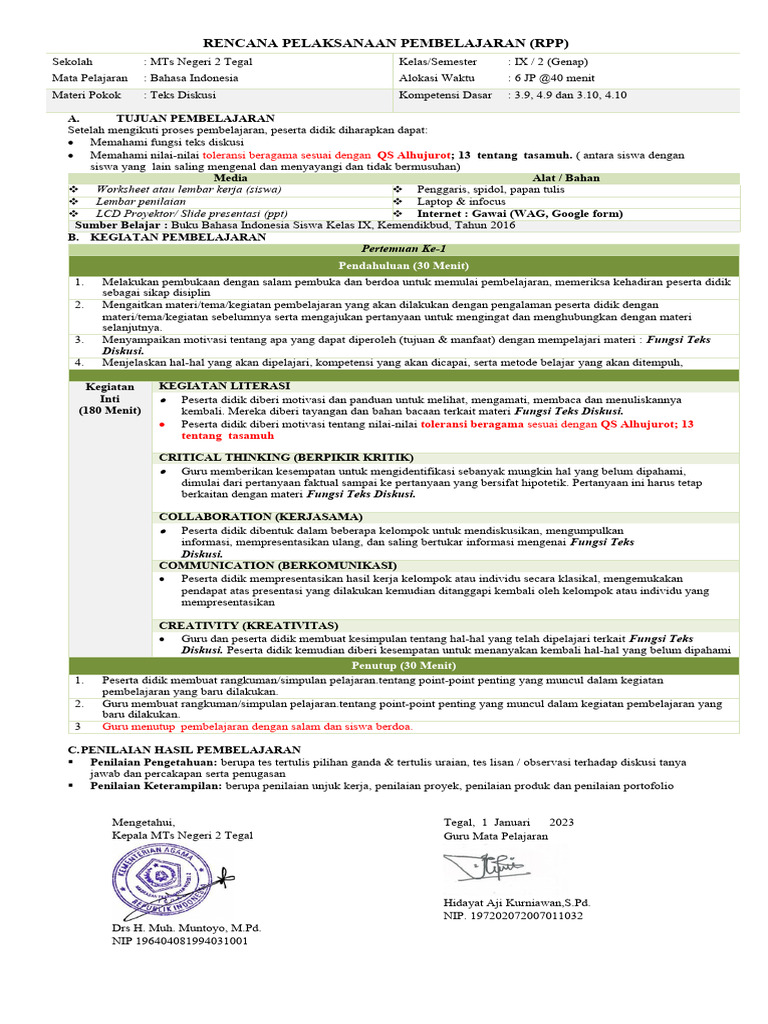 RPP & Modul Ajar Moderasi | PDF