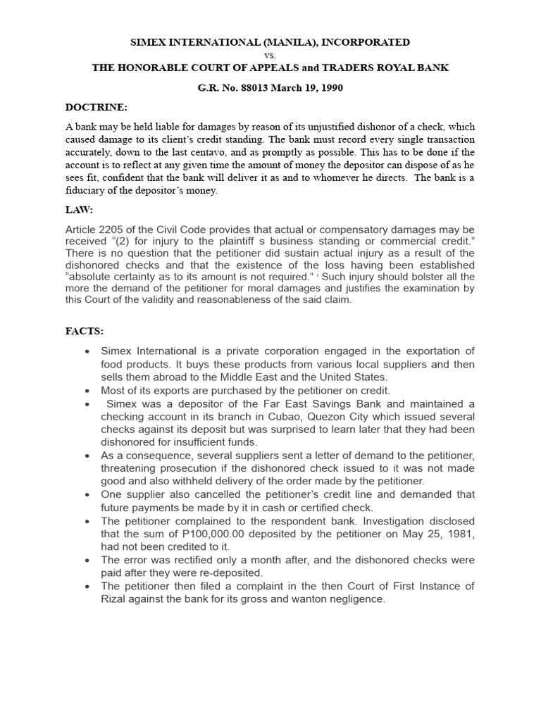 Bank Liability for Check Dishonor | PDF | Justice | Crime & Violence