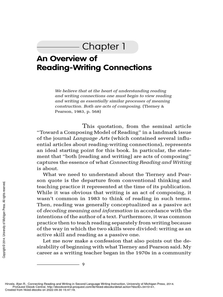 Hirvela, A. R. (2014) - An Overview of Reading-Writing Connections | Download Free PDF ...