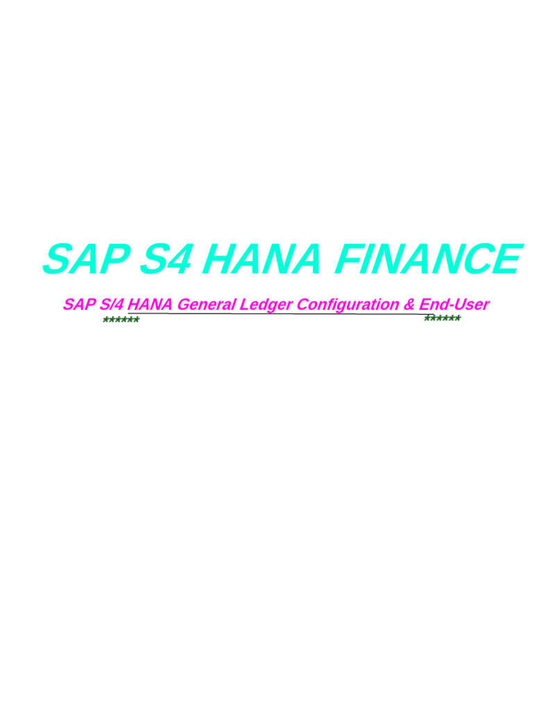 SAP S/4HANA GL Config Guide | PDF