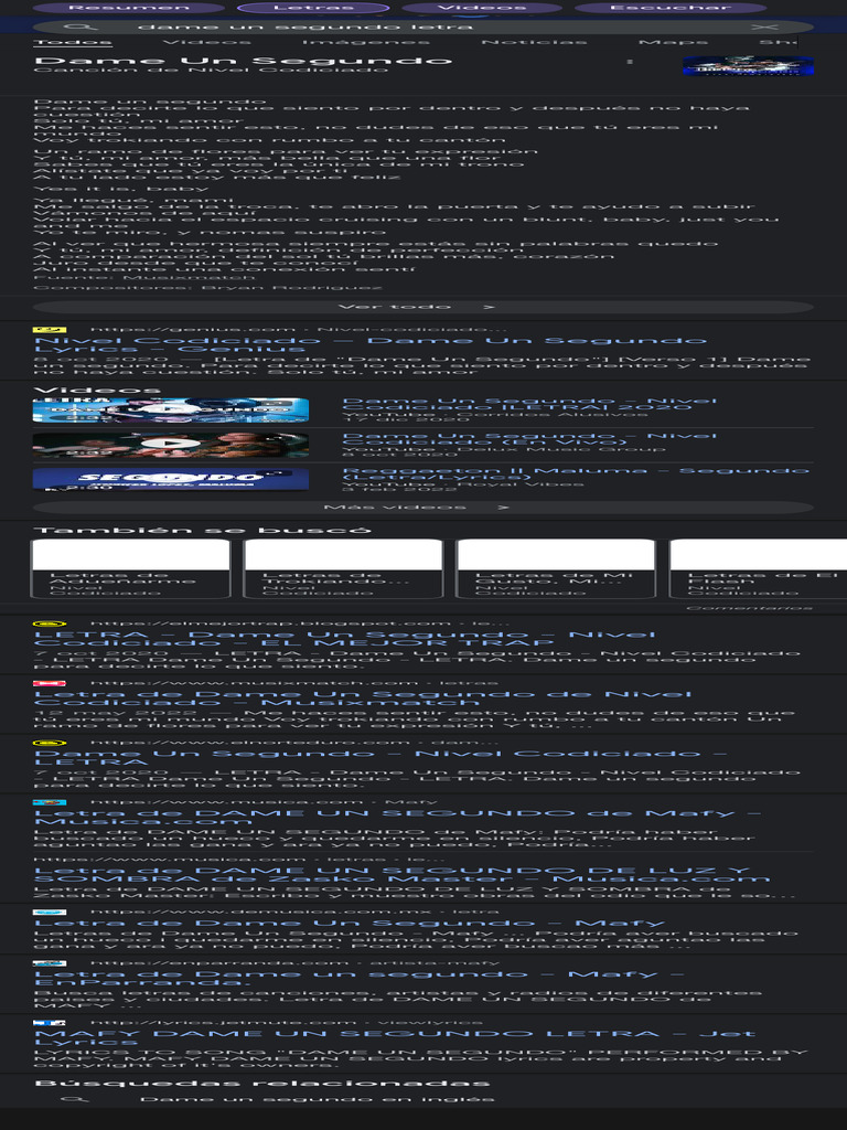 Dame Un Segundo Letra - Buscar Con Google | PDF