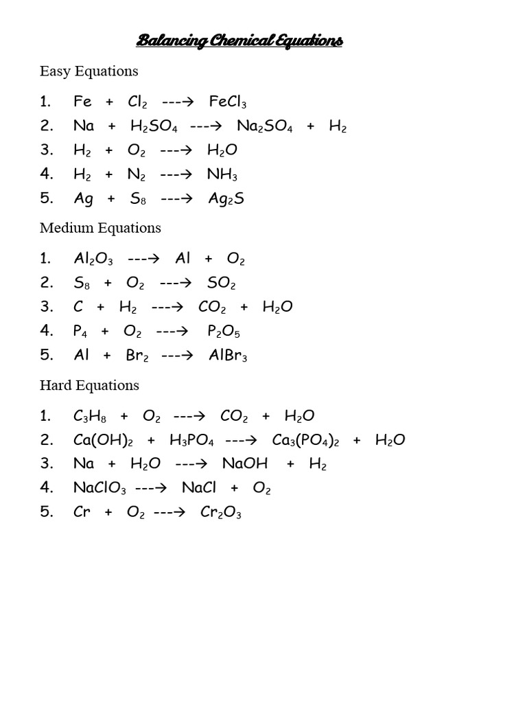 Balancing Chemical Equations | PDF