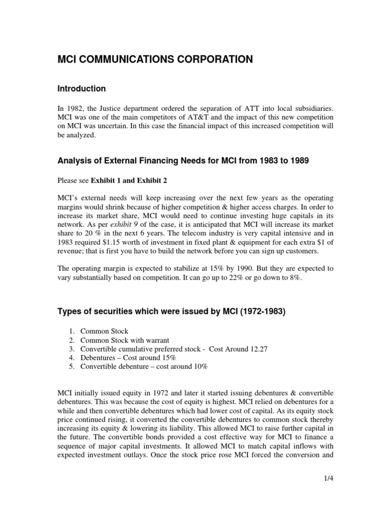 Mci | PDF | Capital Structure | Stocks