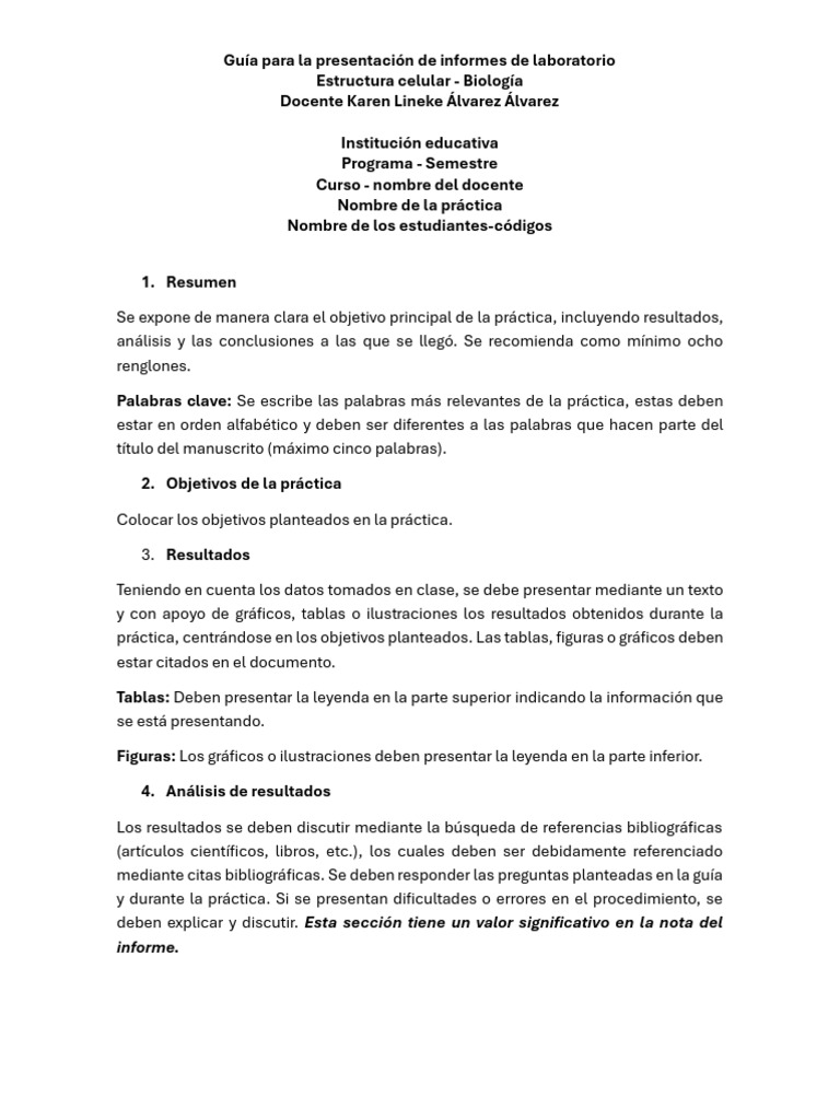 Guía de Informes de Lab. Biología | PDF | Citación | Estilo apa