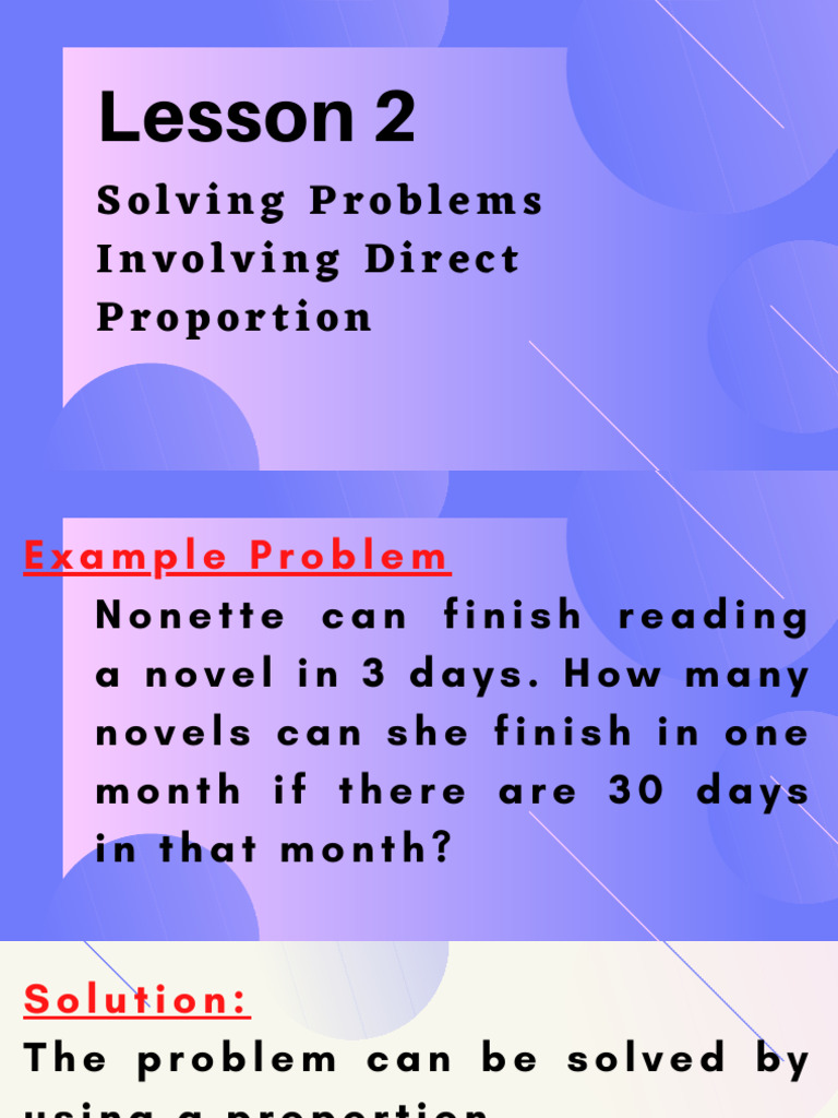 Lesson 2 Solving Problems Involving Direct Proportion | PDF