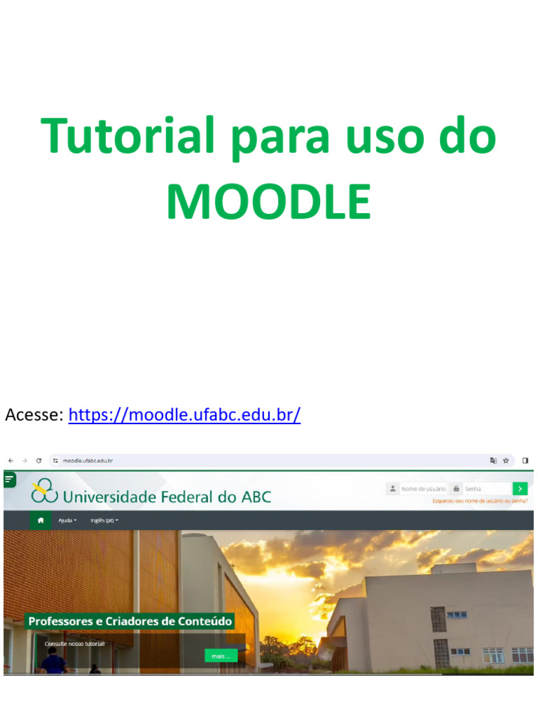 Tutorial de Acesso ao Moodle UFABC | PDF