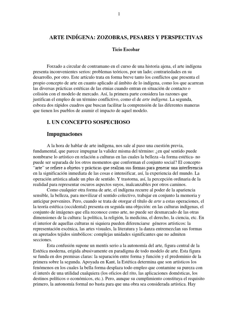 ARTE INDÍGENA. Ticio Escobar | PDF | Estética | Belleza
