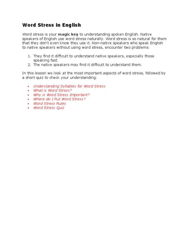 Understanding Word and Sentence Stress | PDF | Stress (Linguistics ...