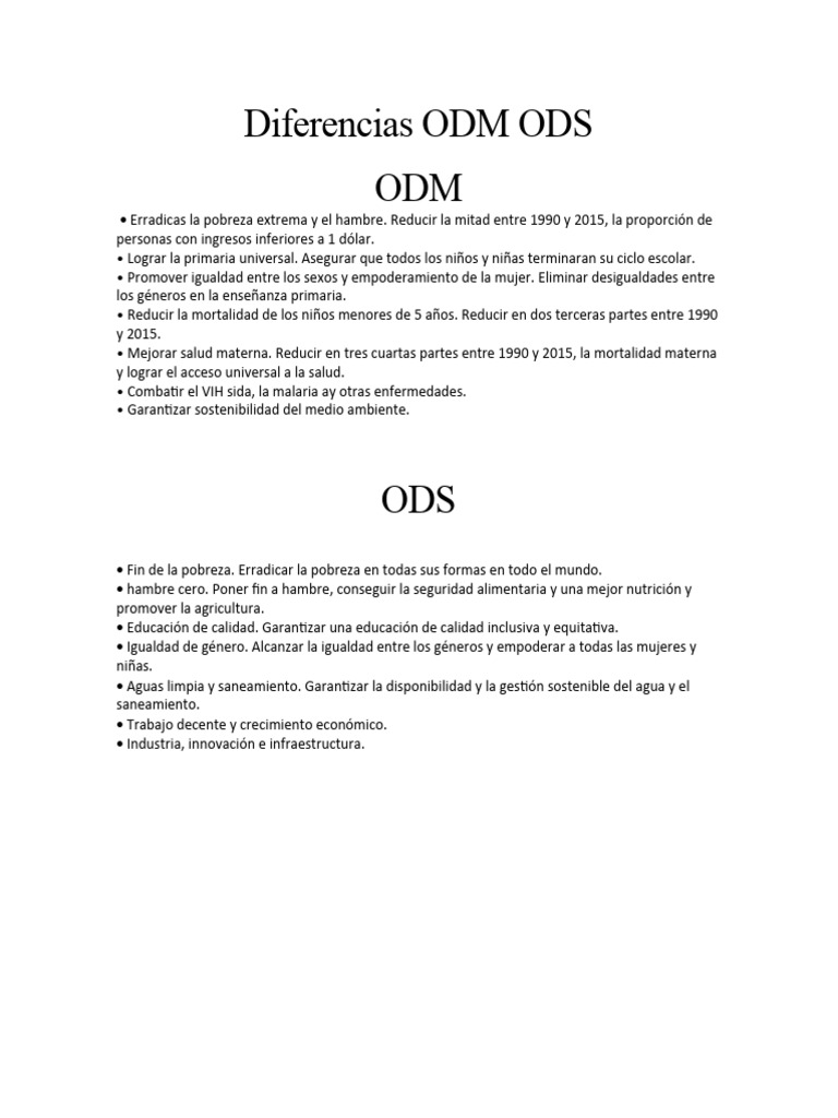 Diferencias ODM ODS | PDF
