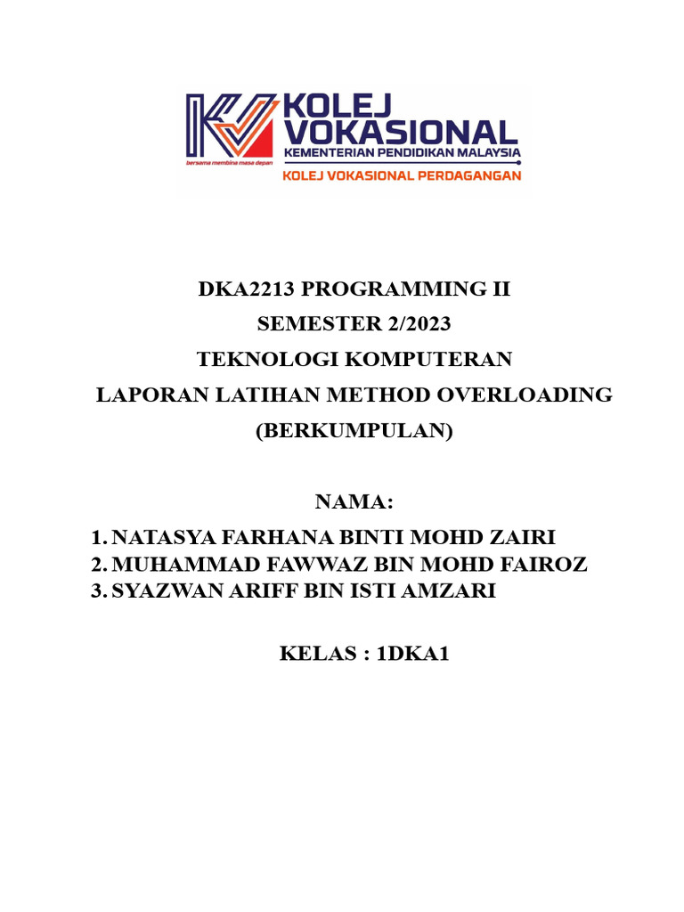 Latihan Method Overloading (Dka2213) | PDF
