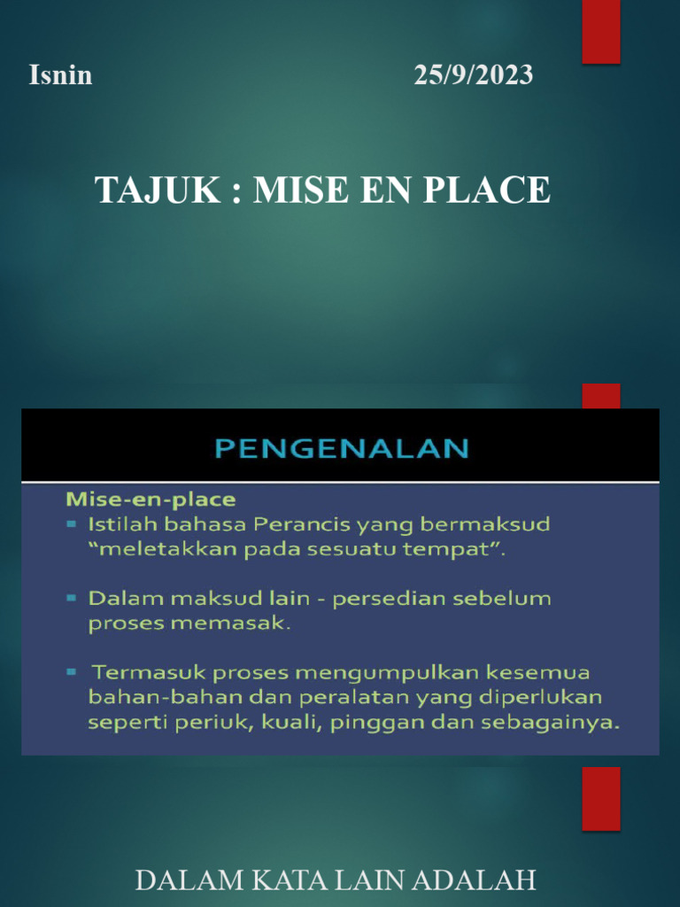 Mise en Place | PDF
