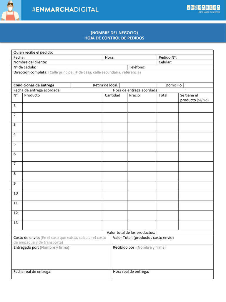 Formato Control Pedidos | PDF