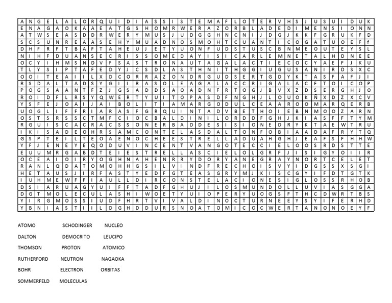 Sopa de Letras Atomos | PDF | Física teórica | Física Aplicada e ...