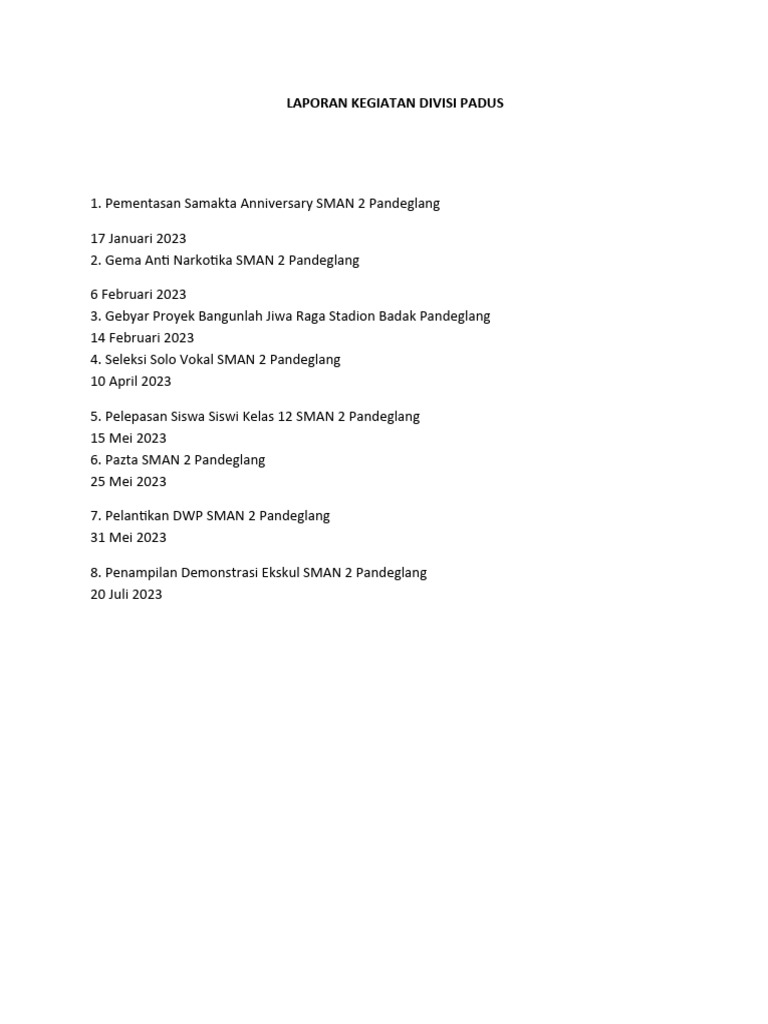 Laporan Kegiatan Padus | PDF