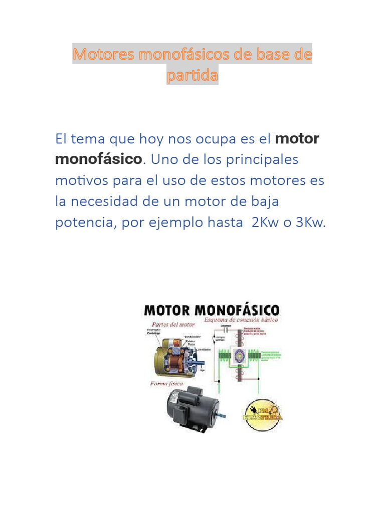 Motores Monofásicos de Base de Partida Elino | PDF | Motor eléctrico ...