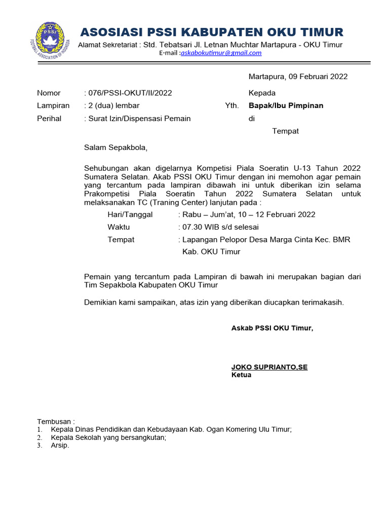 Contoh Dispen Pssi | PDF