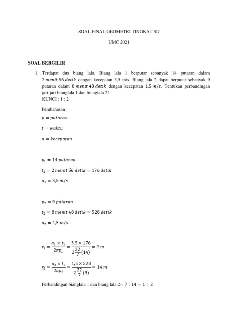 Bismillah Pembahasan SOAL FINAL GEOMETRI TINGKAT SD | PDF