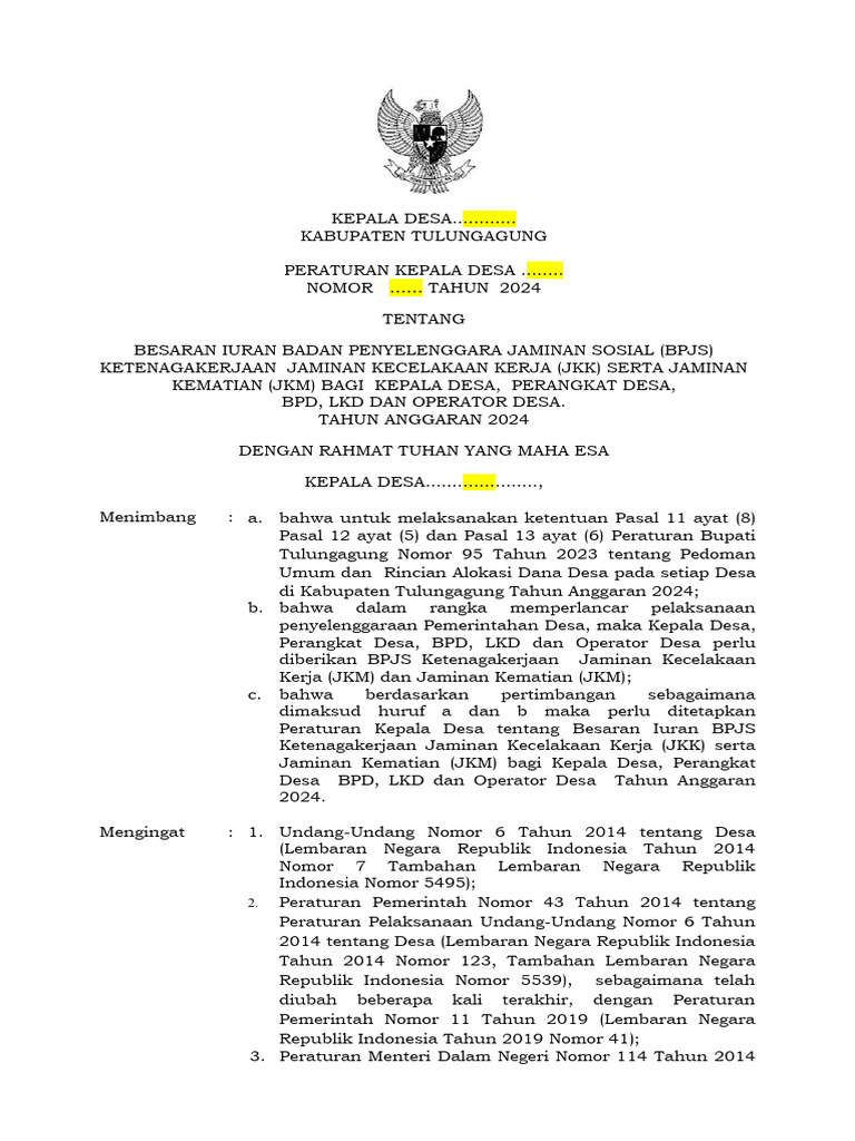 Perkades BPJS JKK JKM 2024 | PDF