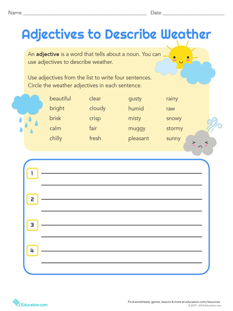 Adjectives To Describe Weather | PDF